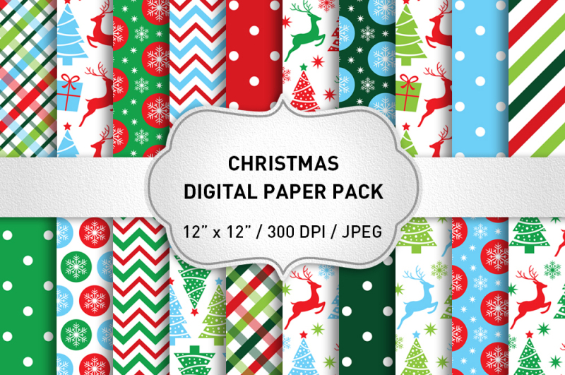 Christmas Digital Paper Pack / Christmas Backgrounds / Holiday Papers ...