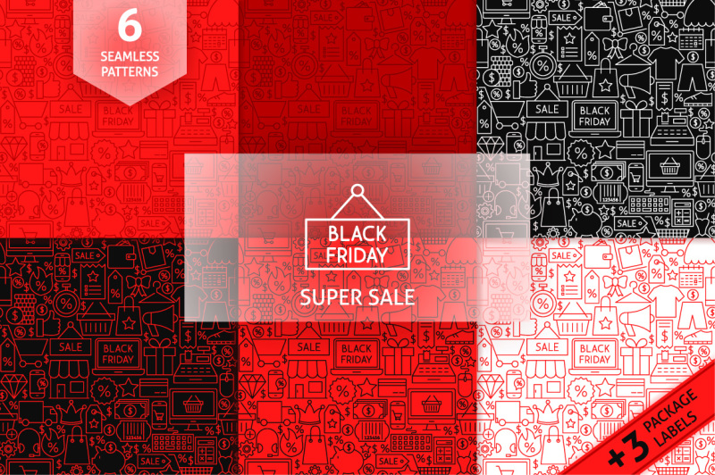 Black Friday Line Tile Patterns By Anna_leni | TheHungryJPEG