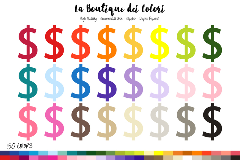50 Rainbow Dollar Sign Clip Art By La Boutique Dei Colori | TheHungryJPEG