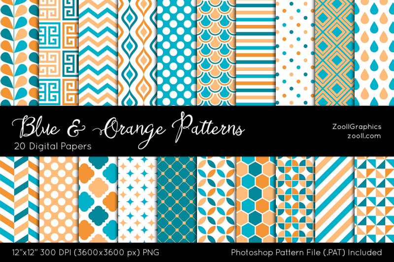 Blue And Orange Digital Papers By ZoollGraphics | TheHungryJPEG