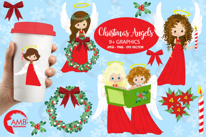 Christmas Angels clipart, graphics, illustrations AMB-1119 By ...