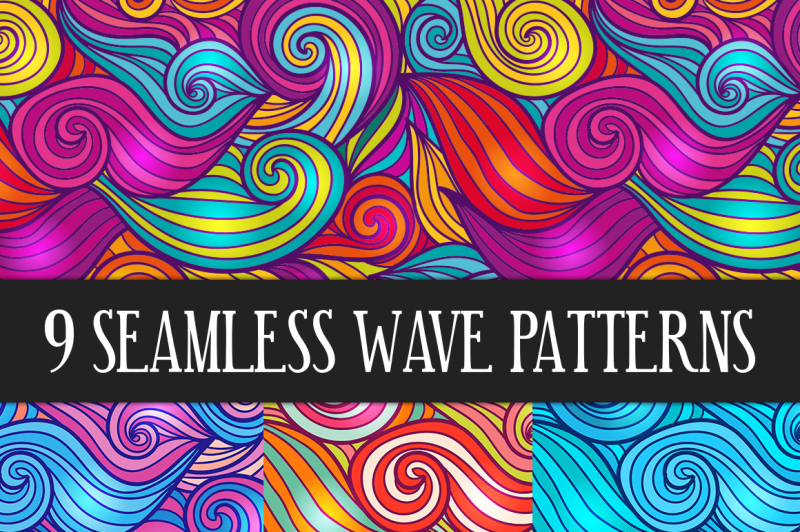 Seamless Wave Pattern Collection By Qilli Design | TheHungryJPEG