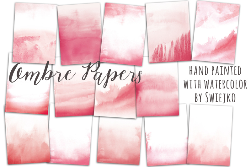 Ombre Watercolor Digital Paper, hand painted background By swiejko ...