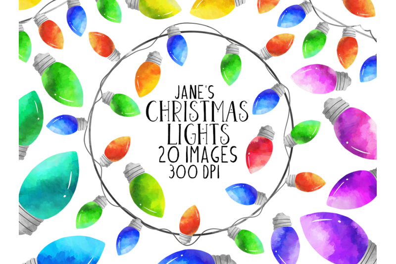 Watercolor Christmas Lights Clipart By Digitalartsi | TheHungryJPEG