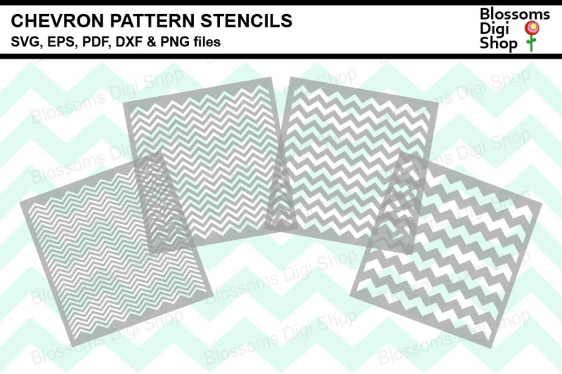 Chevron Pattern Stencils SVG, EPS, PDF, DXF & PNG files By Blossoms ...