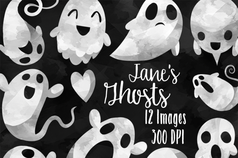 Watercolor Spooky Ghosts Clipart By Digitalartsi | TheHungryJPEG.com