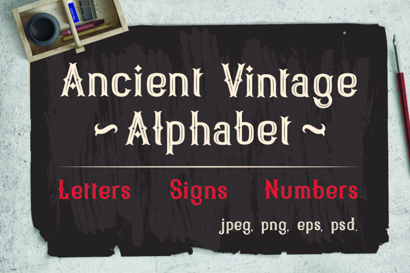 Vintage Victorian alphabet + Bonus By VectorPocket | TheHungryJPEG