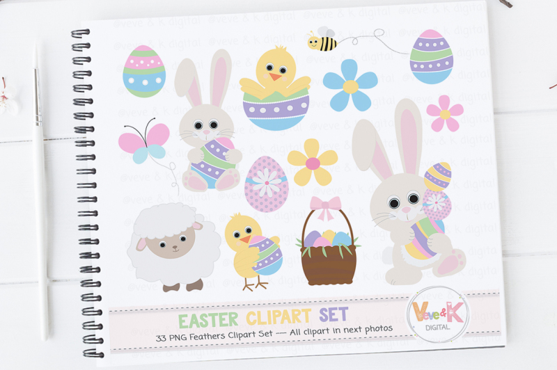 Easter Bunny Clipart Set | Easter Graphics By VeveAndKDigital ...
