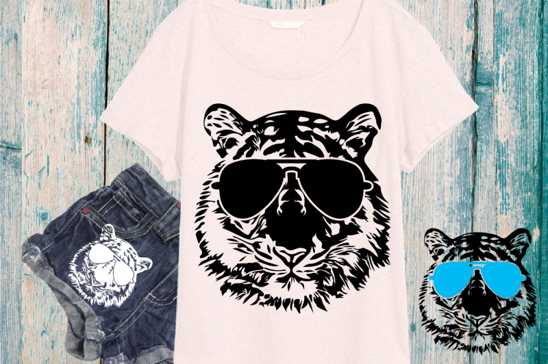 Wild Tiger Head Whit Glasses SVG african tigers zoo football 928S By ...