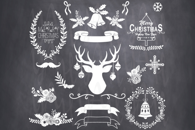 Chalkboard Christmas Clip Art By YenzArtHaut | TheHungryJPEG