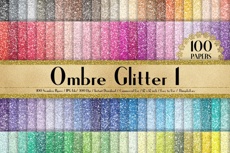100 Seamless Ombre Glitter Texture Digital Papers By ArtInsider ...