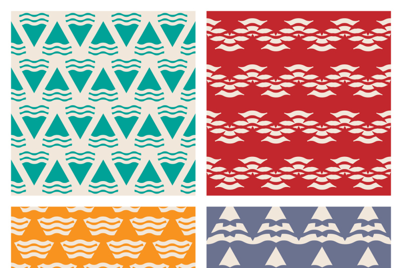 Set of vector abstract geometric seamless patterns By Microvector ...