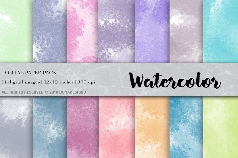 Watercolor Background, Watercolor Digital Paper By BonaDesigns ...
