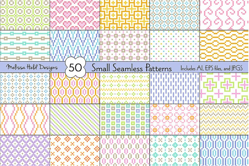 Small Seamless Geometric Patterns By Melissa Held Designs | TheHungryJPEG