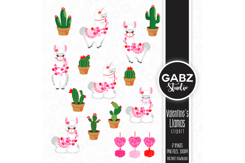 Valentines Llama Clip art By GABZ Studio | TheHungryJPEG