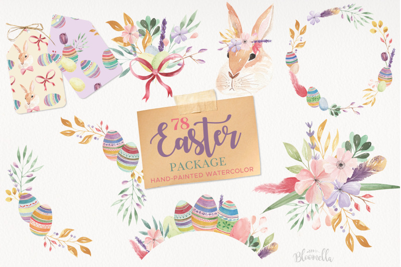 Easter Egg Bunny Clipart Package HUGE Spring Frames Patterns Kit By ...