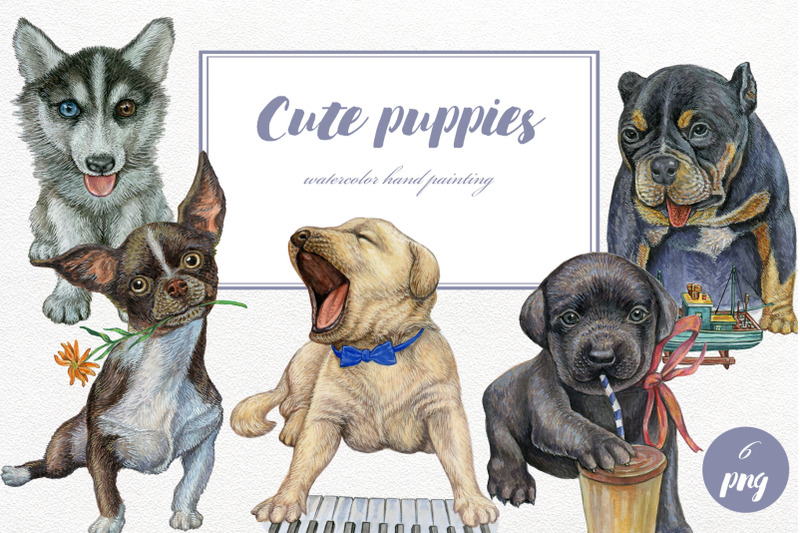 Dogs Watercolor Clipart By world illustrations | TheHungryJPEG