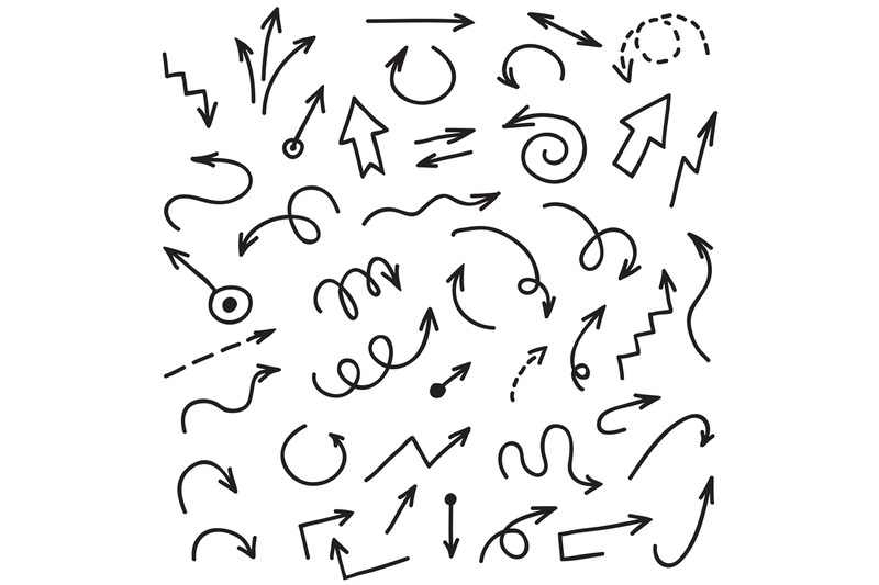 Hand Drawn Arrows Scribble Arrow Sketchy Ink Arrowheads Vector Set By