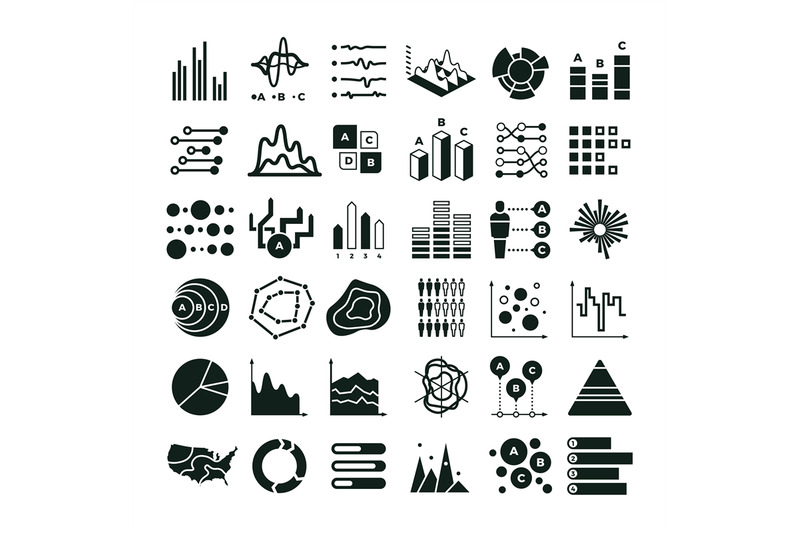 Diagram and infographic vector icons. Business data chart and graph sy ...