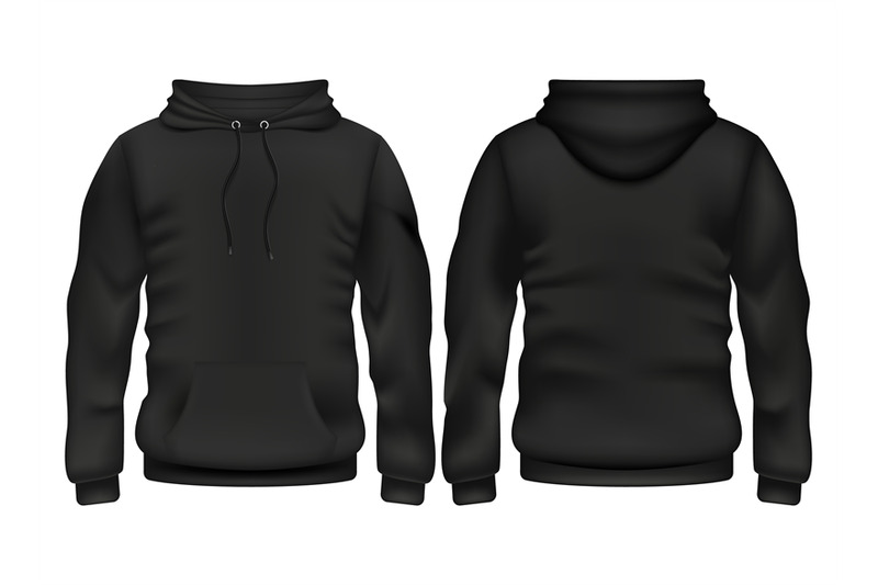 Front And Back Black Hoodie Vector Template By Microvector TheHungryJPEG