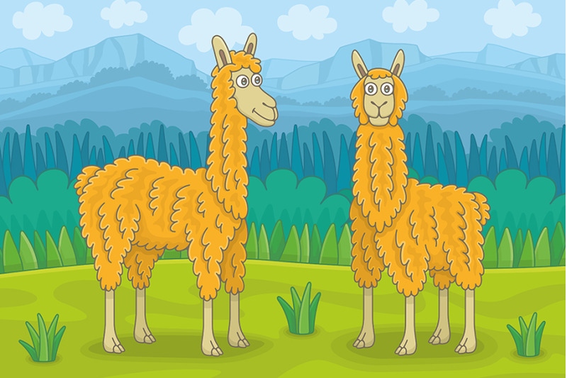 Two llamas By Volyk | TheHungryJPEG