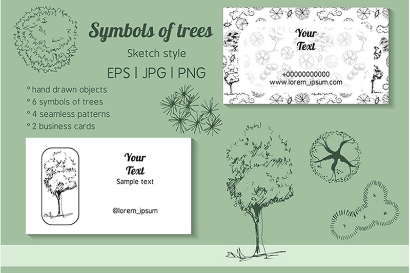 Collection with seamless patterns of symbols of trees. By Mix4garden ...
