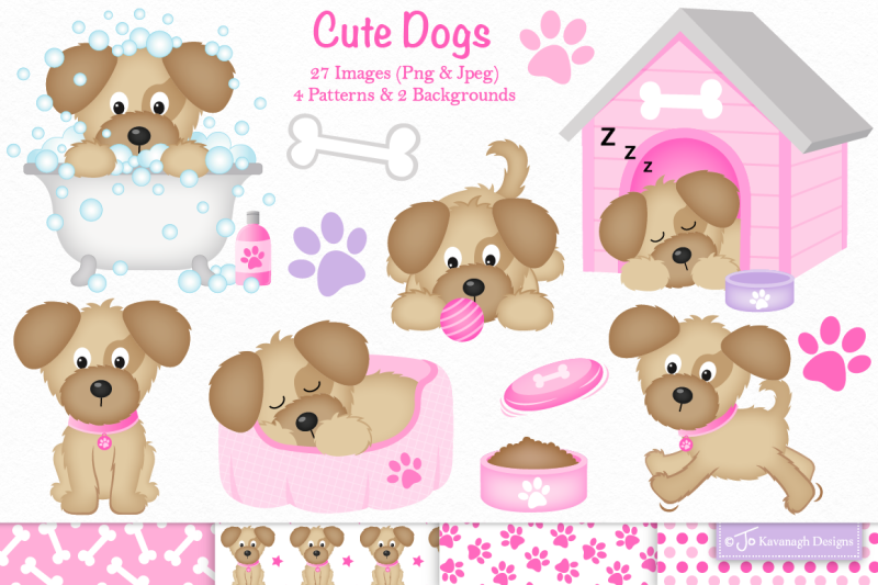 Cute Dog clipart, Dog graphics -C36 By Jo Kavanagh Designs | TheHungryJPEG