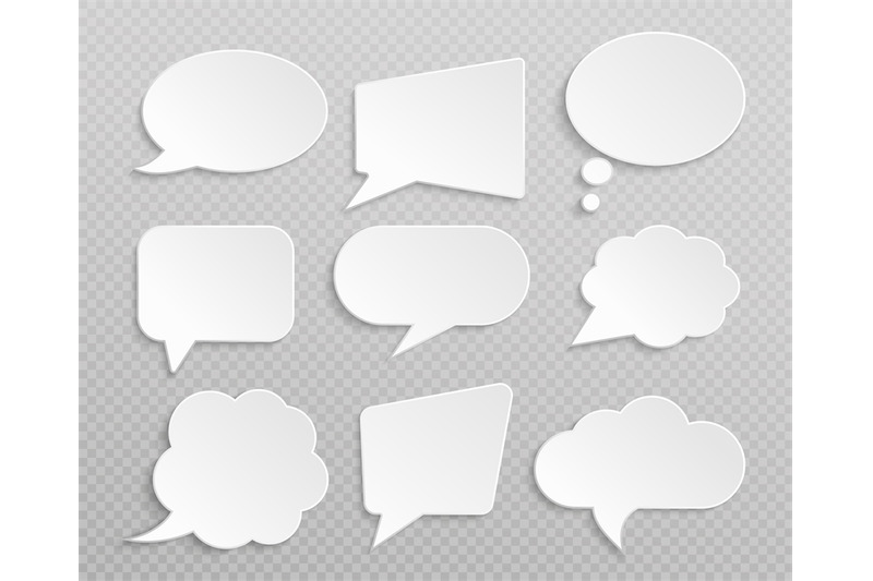 White blank retro speech bubbles isolated vector set By Microvector ...