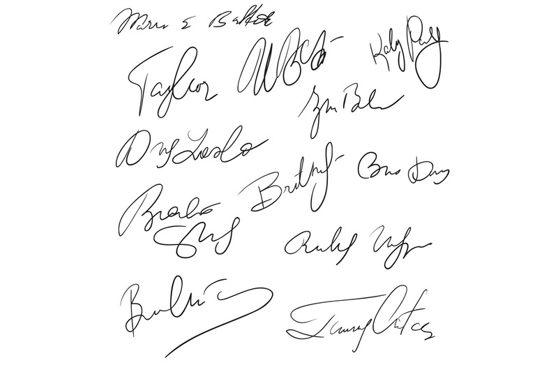 Manual pen signature for paper letter and document vector set By ... Manual pen signature for paper letter and document vector set By ...