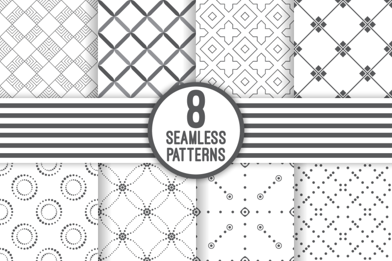 Set of 8 vector seamless patterns By Graphic Shop | TheHungryJPEG