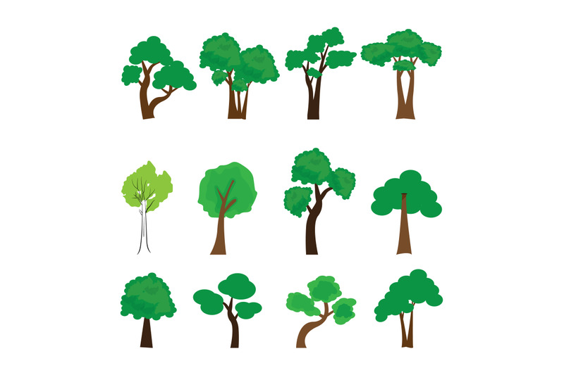 TREE SET simple vector illustration By CurutDesign | TheHungryJPEG