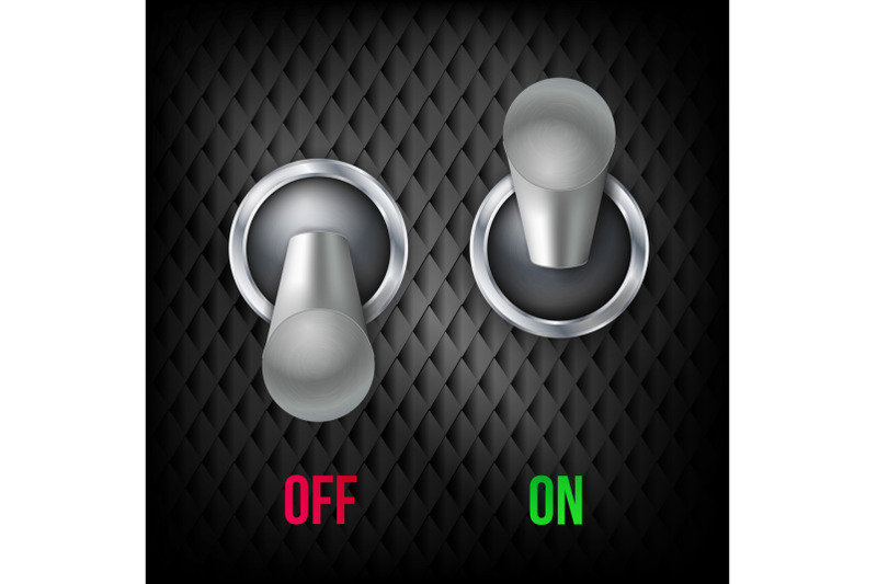 Electric Switch Vector 3d Chrome Metallic Toggle Switcher Realistic Illustration By