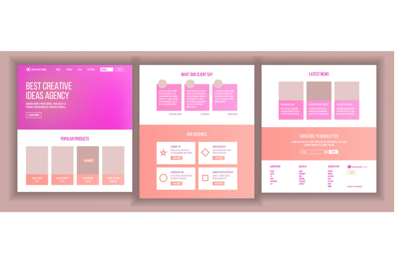 Main Web Page Design Vector. Website Business Style. Landing Template ...