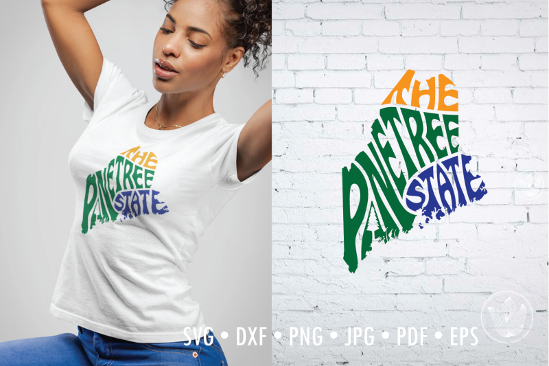 The Pine Tree State word Art, Maine Svg Dxf Eps Png Jpg, Cut file By ...