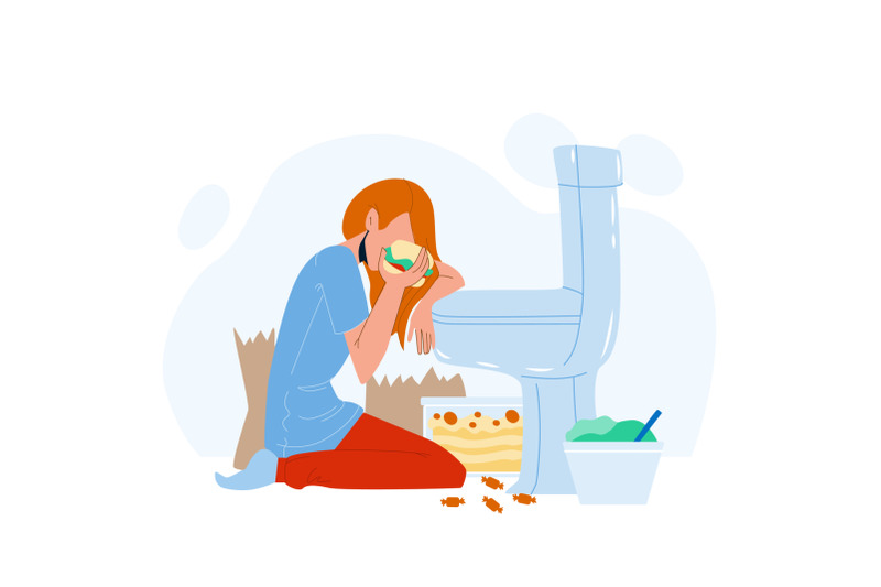 Woman Nutrition Disorder Bulimia Problem Vector By sevector | TheHungryJPEG