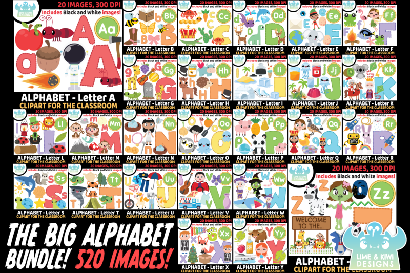 Big Alphabet Letter Clipart Bundle - Lime and Kiwi Designs By Lime and ...