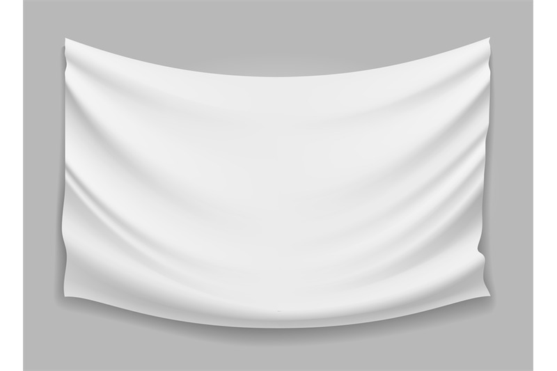 Blank white fabric flag banner By vectortatu | TheHungryJPEG