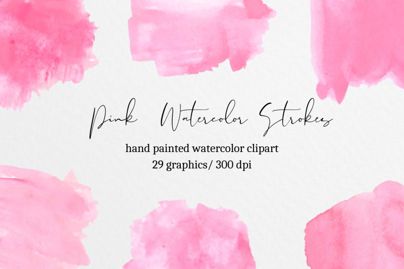 Pink Watercolor splash clipart, Pink watercolor brush strokes By Old ...