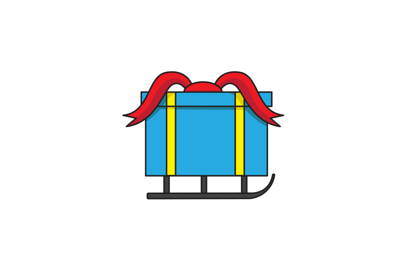 Blue Gift Sled Christmas Icon By Red Sugar Design | TheHungryJPEG