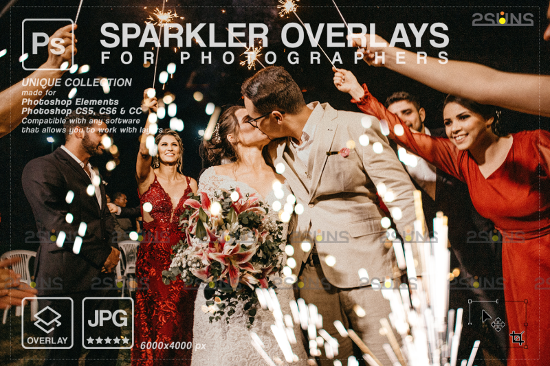Wedding sparkler overlays & Photoshop overlay: Wedding overlay By 2SUNS | TheHungryJPEG