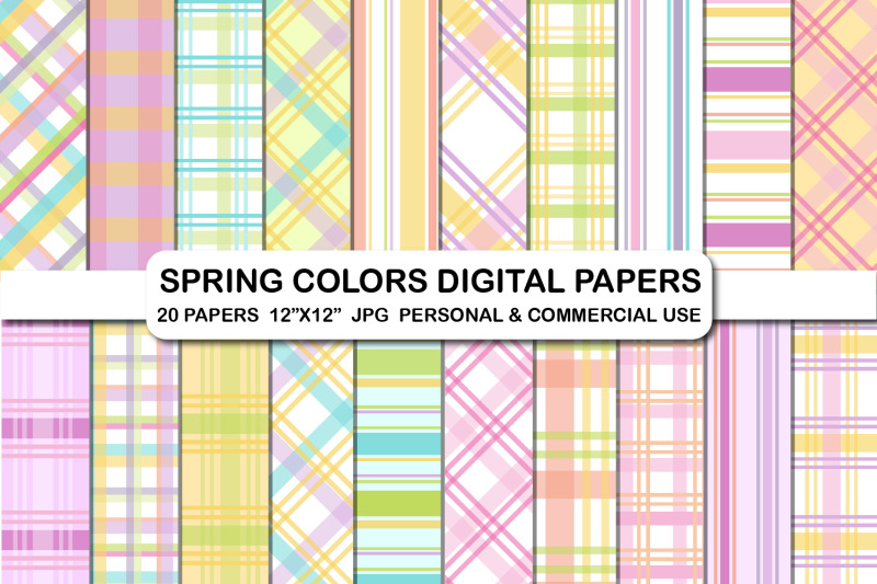 Easter plaid digital papers pack, Spring color digital paper By Best ...