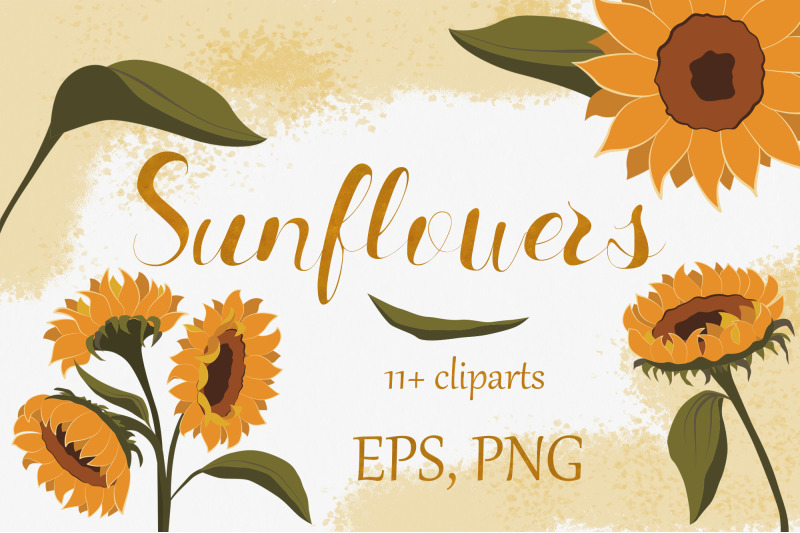 Sunflower png. Sunflower clipart. Summer flowers set. By Elena_by_Art ...