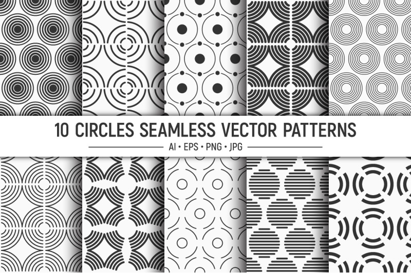 10 seamless geometric circles vector patterns. By AVK Studio ...