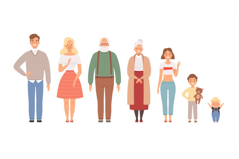 Big family portrait. Father mother daughter brother sister boys girls ...