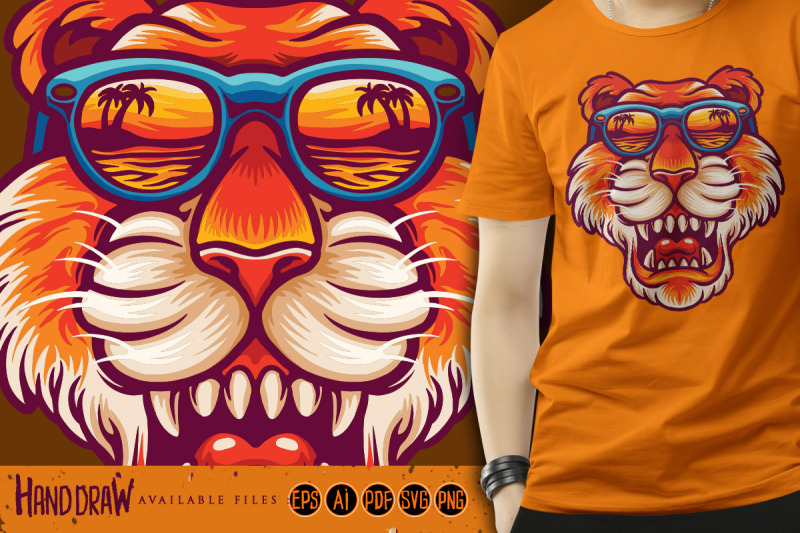 Cool tiger head with glasses Holiday SVG By artgrarisstudio | TheHungryJPEG