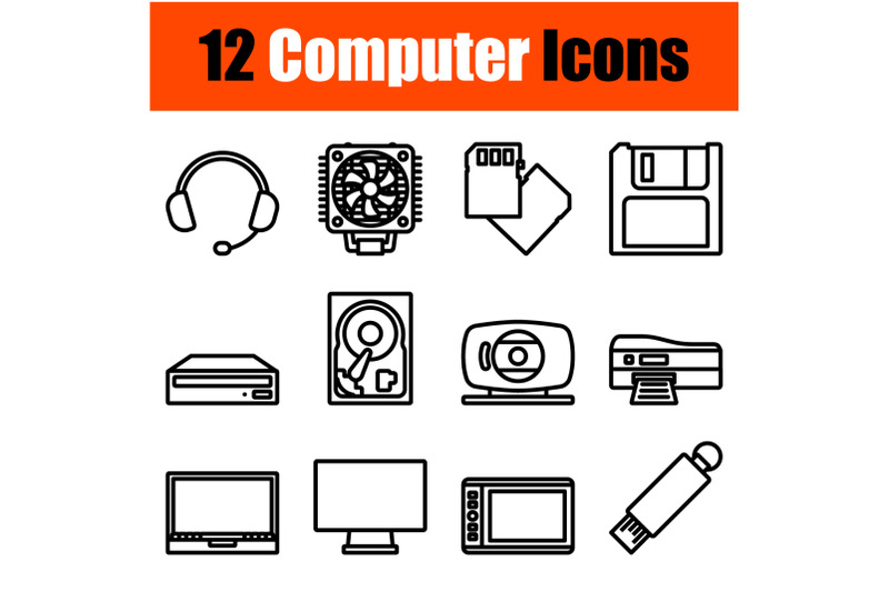 Computer Icon Set By Angelp | TheHungryJPEG