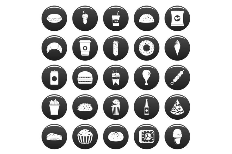 Fast food icons set vetor black By Anatolir56 | TheHungryJPEG