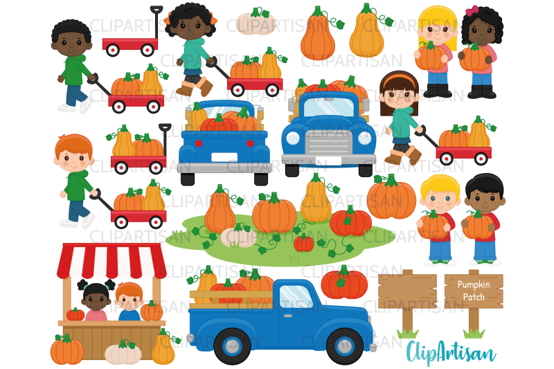 Fall Pumpkin Truck Clipart, Pumpkin Patch, Fall Kids By ClipArtisan ...