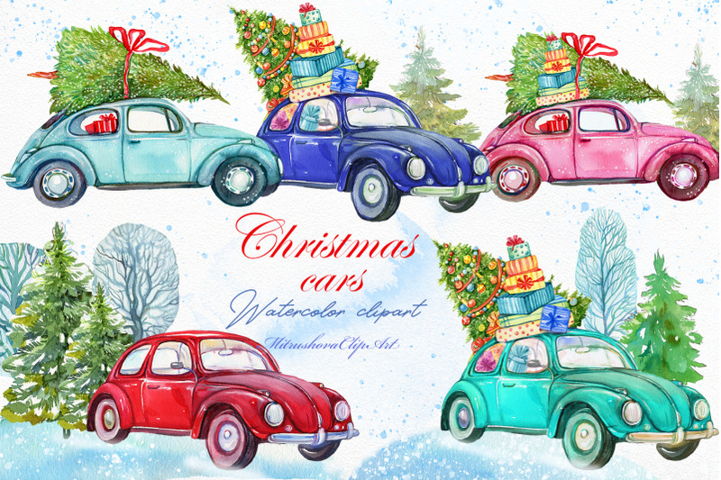 Christmas Cars PNG clipart, holiday clipart, digital clipart By Clipart ...