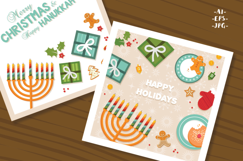 SALE 50% Christmas and Hanukkah cards By jennylipets | TheHungryJPEG